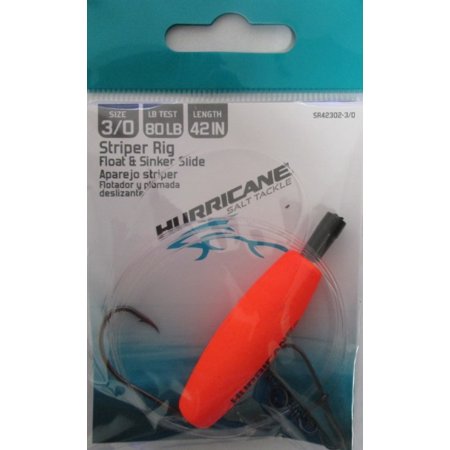 Hurricane SR42302-3/0 Size 3/0 Striper Float Sinker Slide Rig 80lb x 42 ...