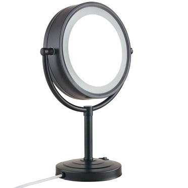 Jerdon 8.5" LED Lighted Vanity Mirror, Wall-Mounted, 8X Magnify, Gold ...