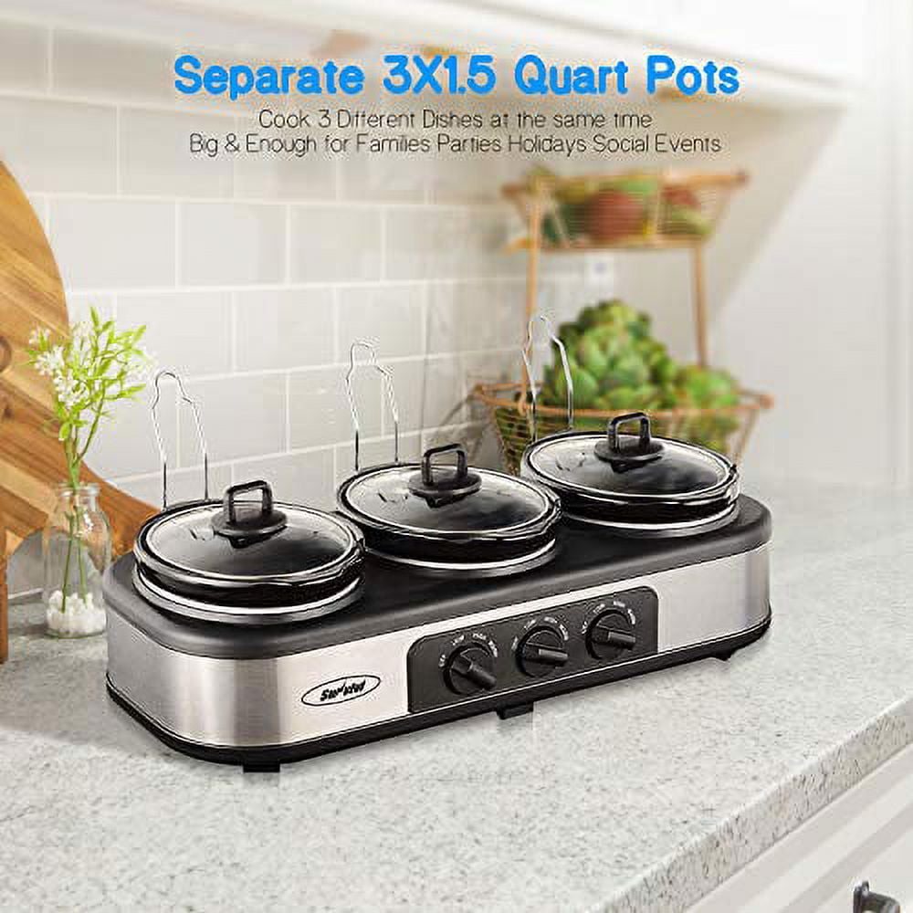 Click here for Heynemo Triple Slow Cooker 3x1.5 Qt Stainless Stee... prices