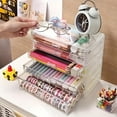 Clear Acrylic Pen Holder & Desk Organizer with Multi-Layer Drawers for ...