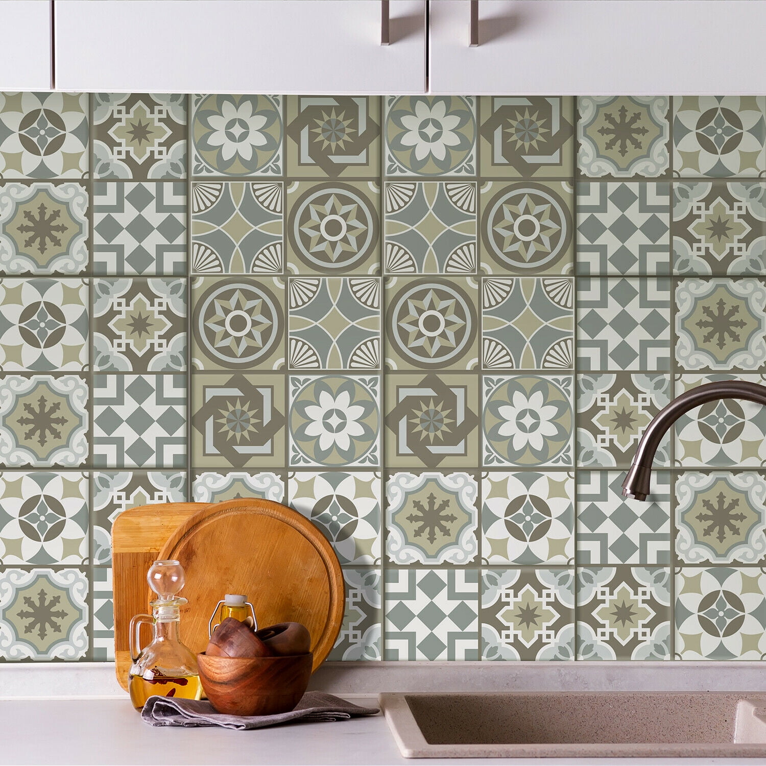 Walplus Peel and Stick Backsplash Limestone Spanish 3D Tile Decals 64 ...