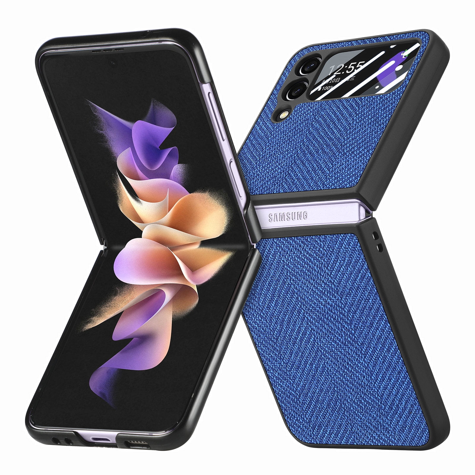 ELEHOLD for Samsung Galaxy Z Flip 4 Case, Luxury Leather Material with ...