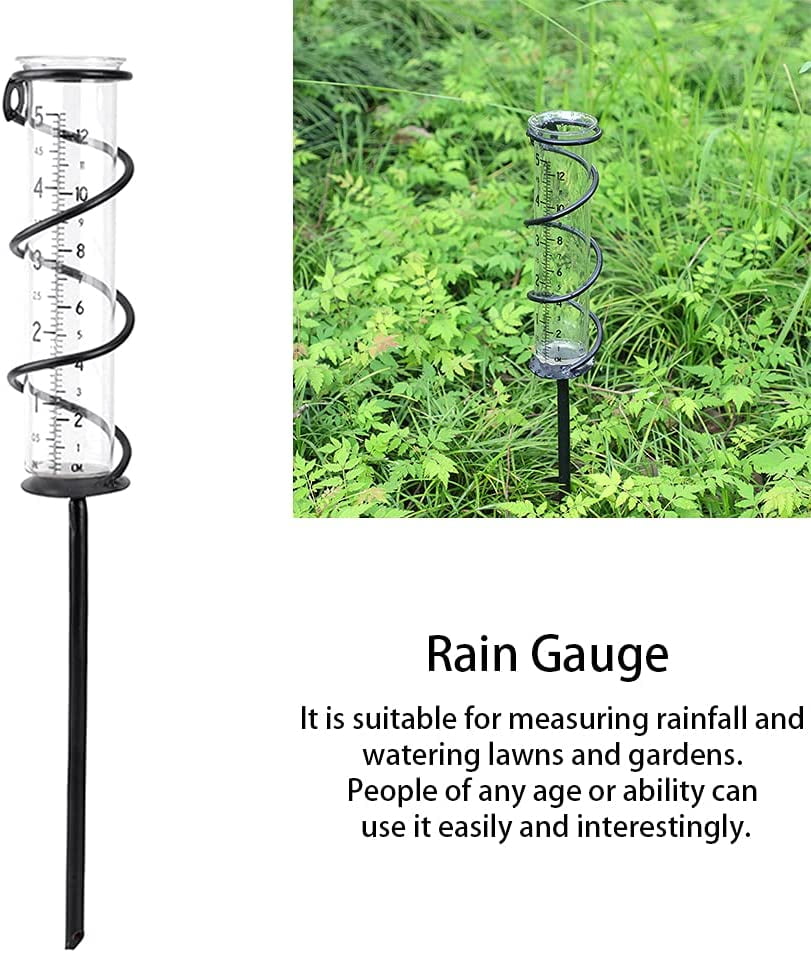 Spiral garden pile rain meter transparent glass tube 5 inch rain gauge ...