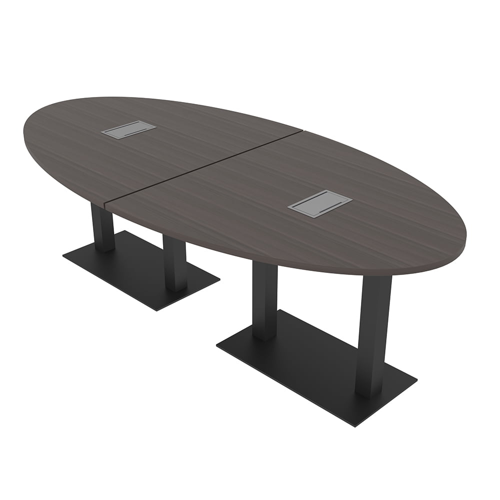 6 Person 8X4 Oval Conference Table with Metal Bases And Power Modules ...