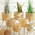 Rattans Indoor Plant Stand Handwoven Flowerpots Stool with Legs Floor ...