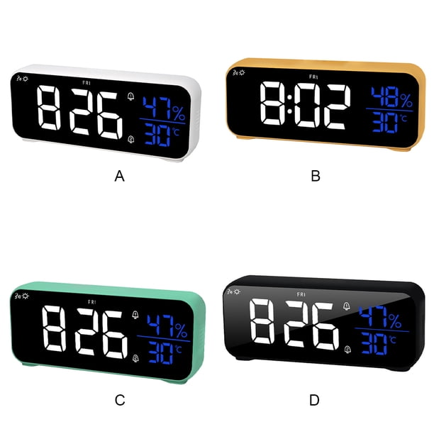 LED Digital Clock Temperature Humidity Music Timing Tools Rechargeable ...