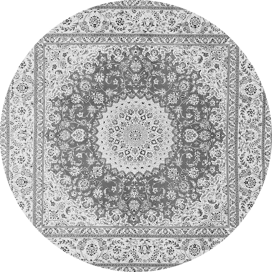 Ahgly Company Indoor Round Medallion Gray Traditional Area Rugs, 8 ...