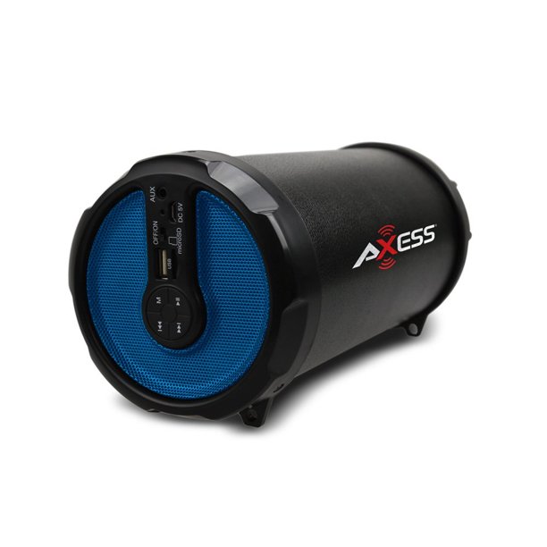 Axess SPBT1030-BL Portable Bluetooth Indoor/Outdoor Hi-Fi Cylinder Loud ...