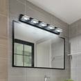 32" Modern Black 5-Light LED Vanity Light, Square Acrylic Lampshades ...