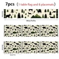 7 Piece Linen Table Runner and Placemats Set, Woodland Animals Pattern ...