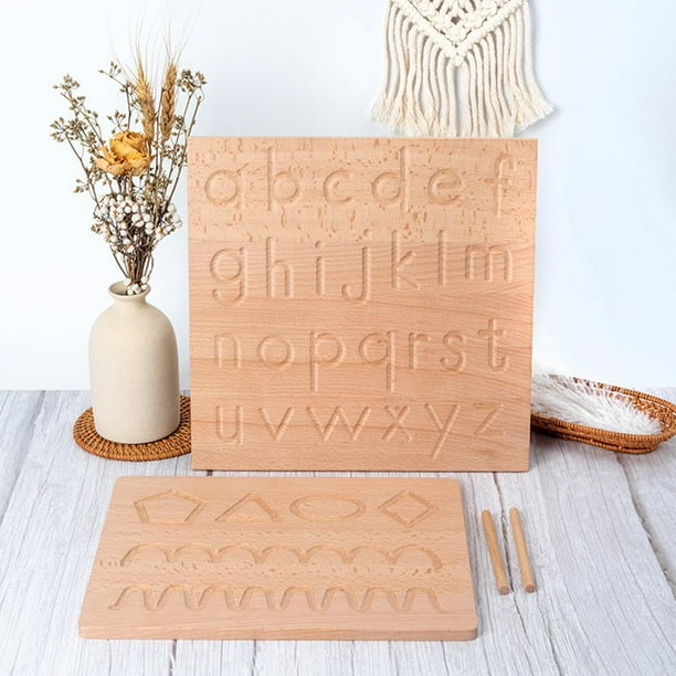 Wooden Alphabet Number Tracing Board Writing Practice Learning Board ...