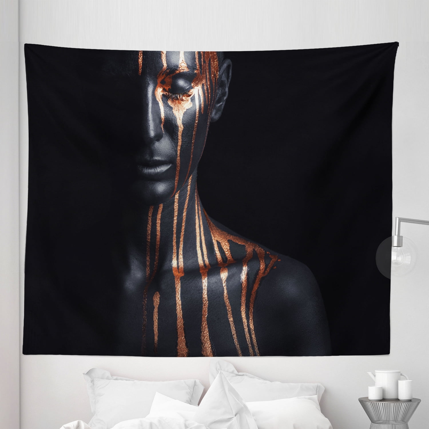Women Tapestry, Modern Art Concept Design of Afro Lady with Leaking ...