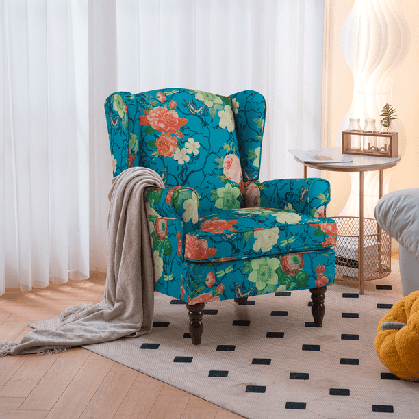 Richryce Upholstered Accent Chair Floral Print Fabric Armchair Walmart Business Supplies