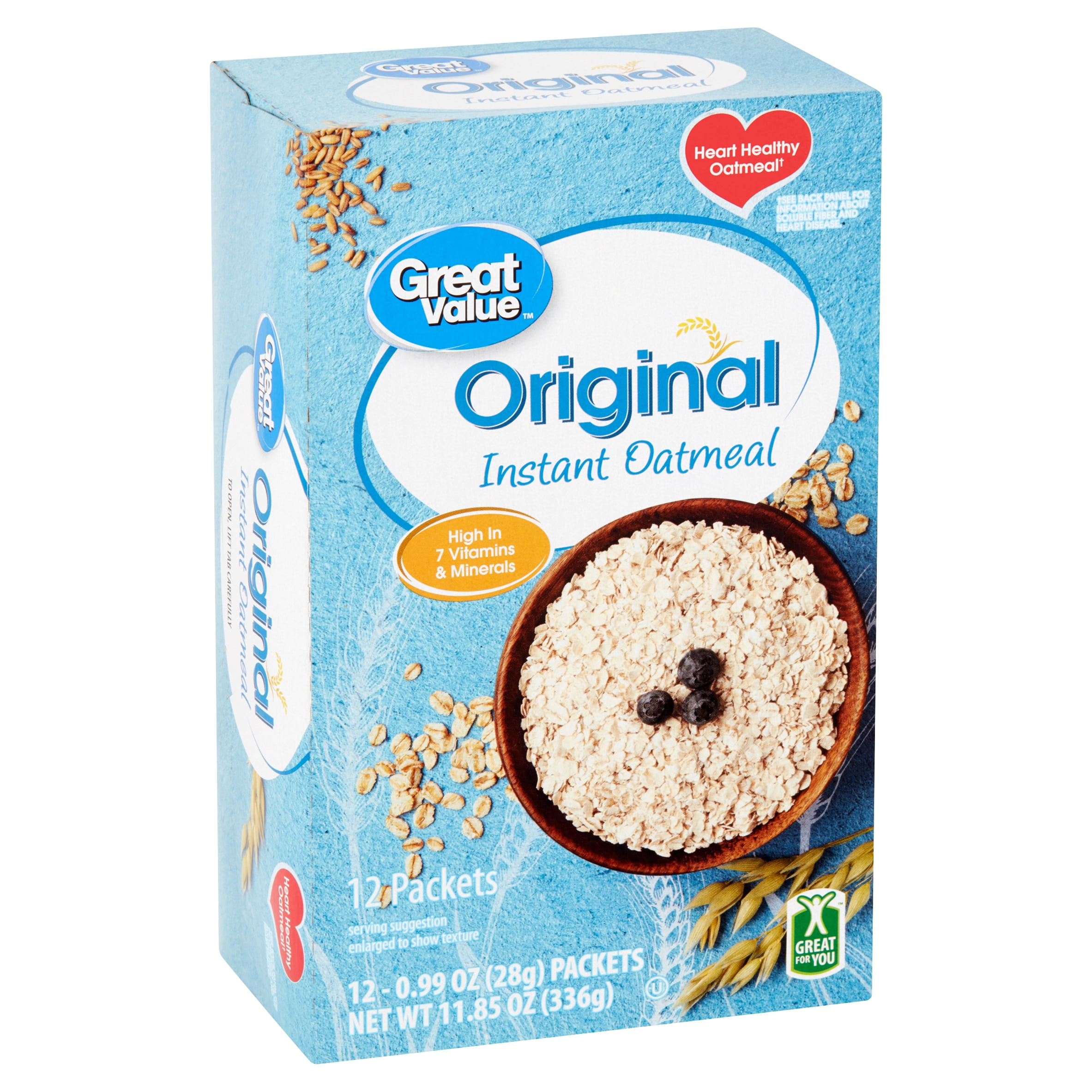 Great Value Original Instant Oatmeal 0 99 Oz 12 Count Walmart