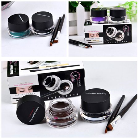 2 Bottles Waterproof Gel Eyeliners Long-Wear Shadow Eyeline Cream ...