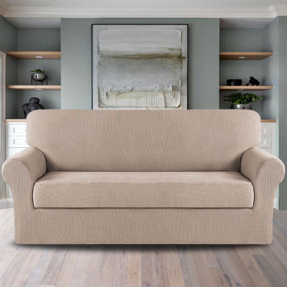 PrimeBeau Sofa Slipcover 2 Piece Sofa Cover 1 Seater Soft Couch Cover ...