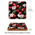 Cherry 6-Pack Microfiber Leather Square Coasters, 10.3x10.3 cm/4.0x4.0 ...