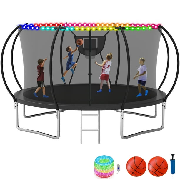 KOFUN Trampoline 14FT, Heavy Duty Backyard Trampoline with Basketball ...