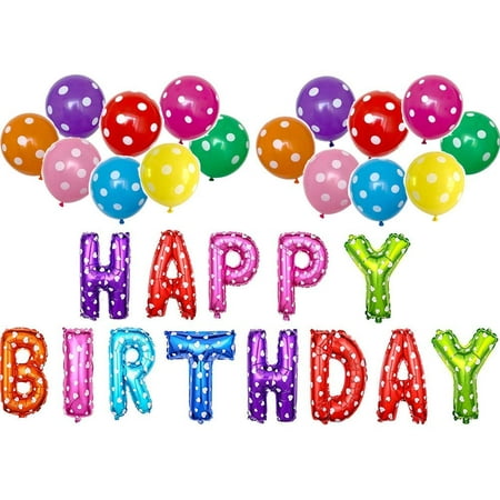 Self Inflating Happy Birth ay Banner Balloons Bunting Rainbow 16 inch ...