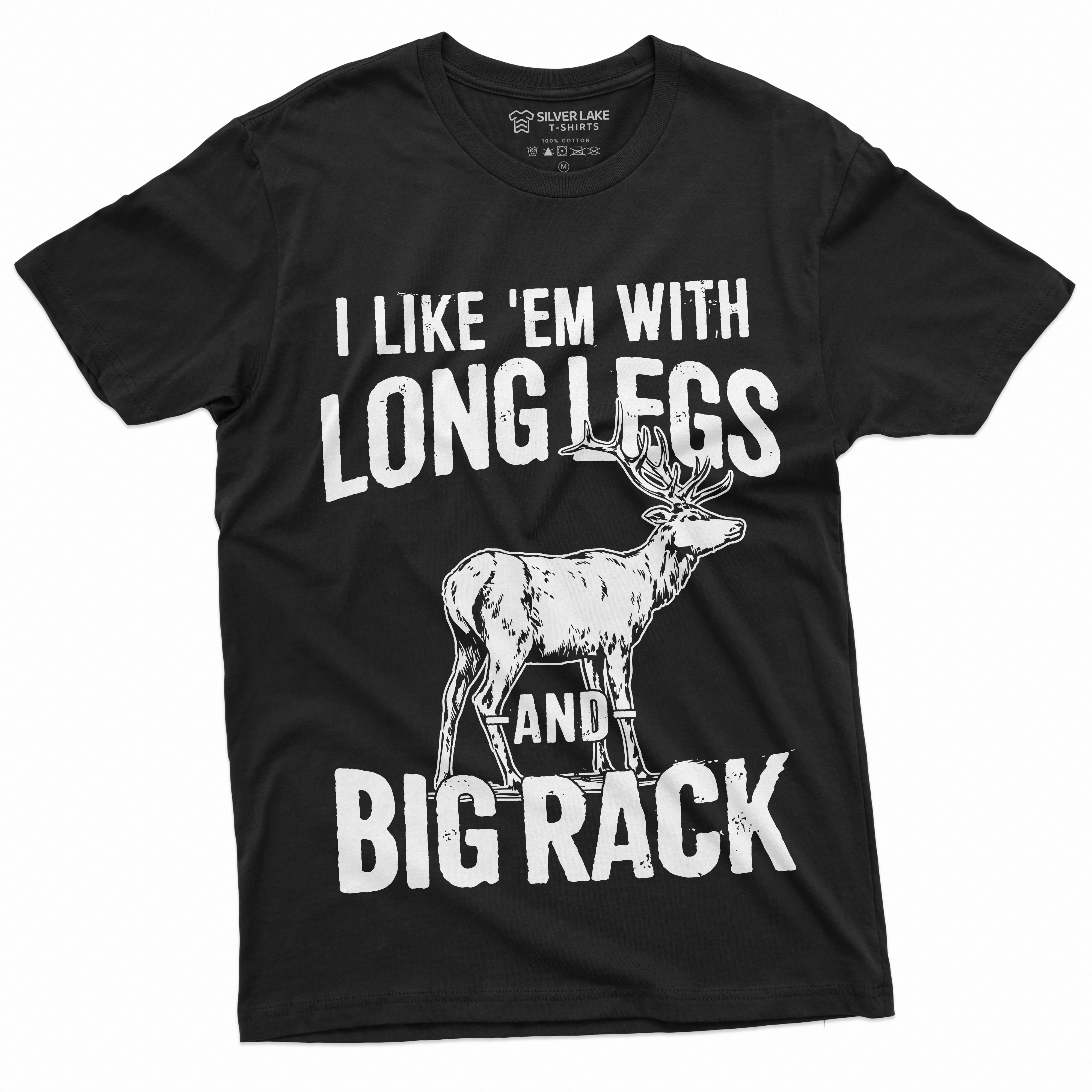 Men'S Funny Hunting Shirt Deer Hunt Humor Long Legs And Big Rack Double ...