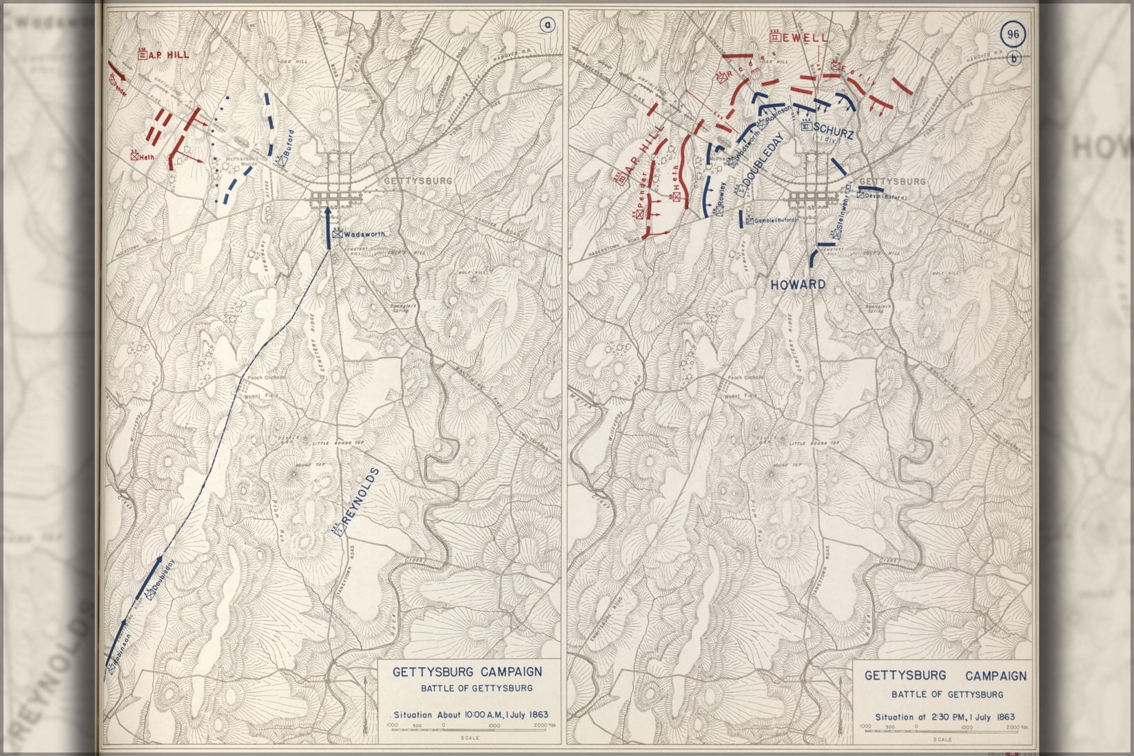 24"x36" Gallery Poster, battle map of Gettysburg Campaign, 1863 P1 ...