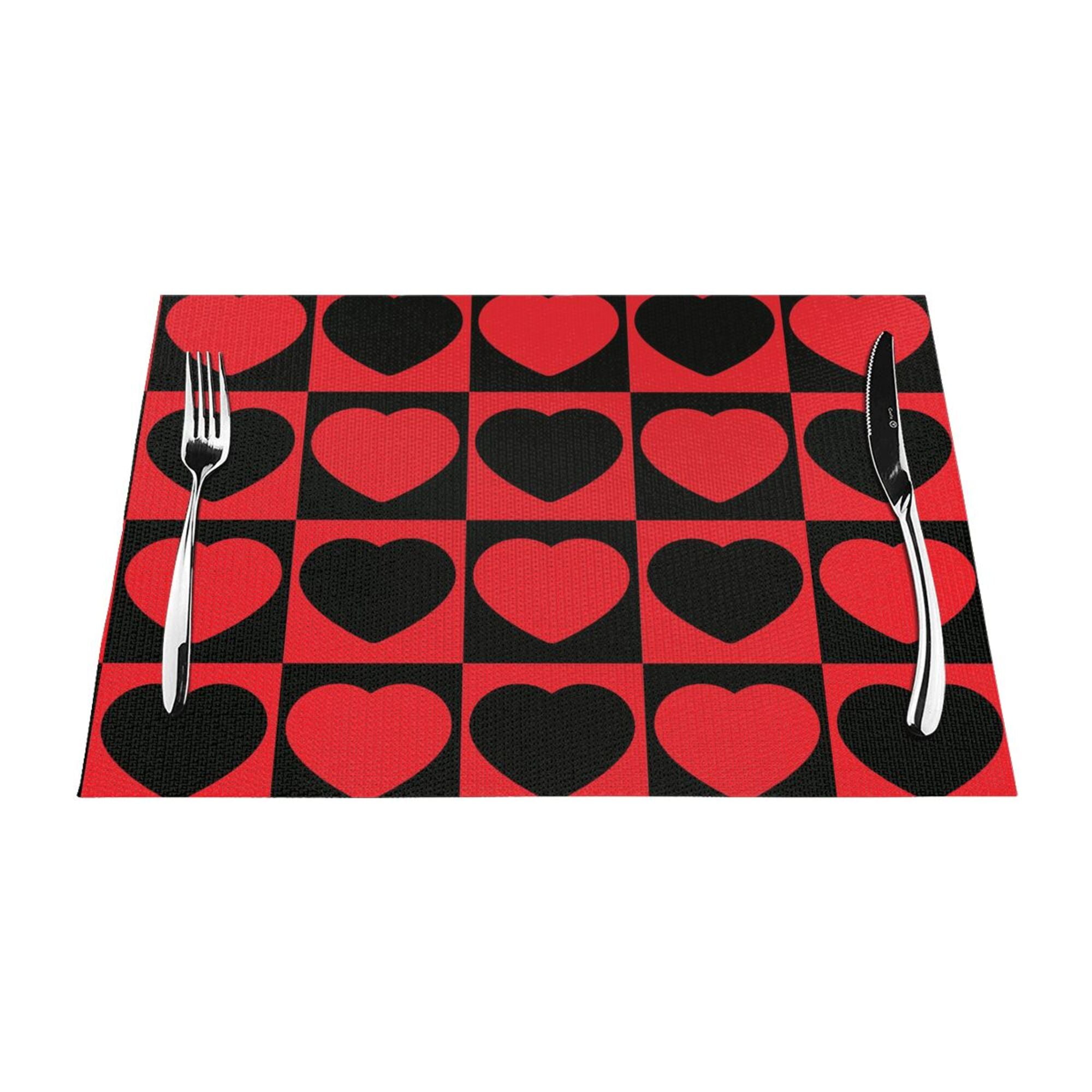 XMXY Woven Placemats Set of 6 PCS, Courageous Heart Red Table Mats ...
