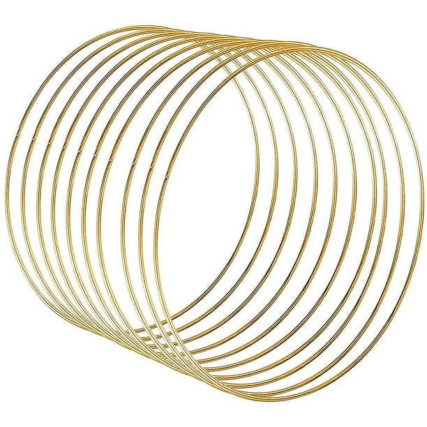 10 Pieces 20cm Gold Metal Ring Macrame Rings Floral Hoops Rings Wreath ...