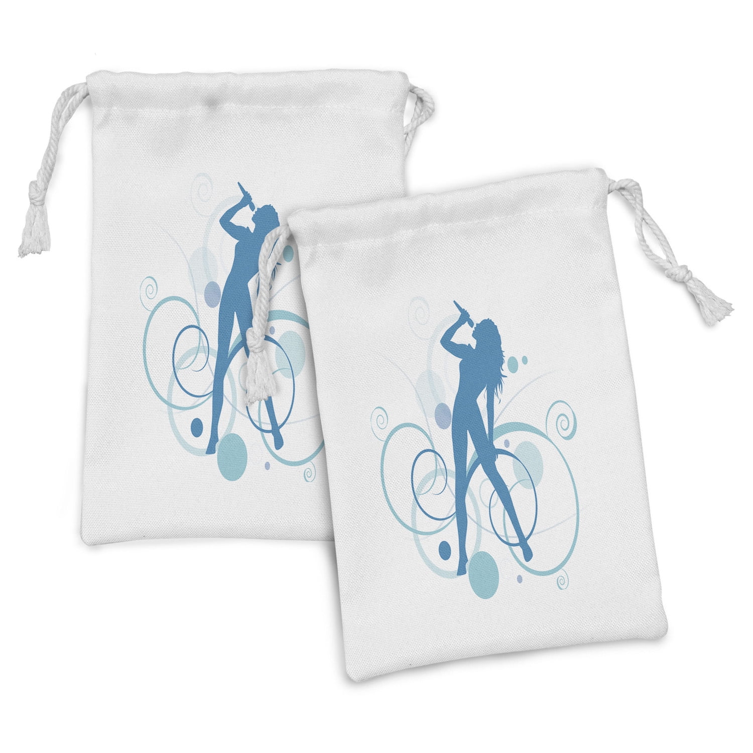 Silhouette Fabric Pouch Set of 2, Monochrome Female Lead Singer Star ...