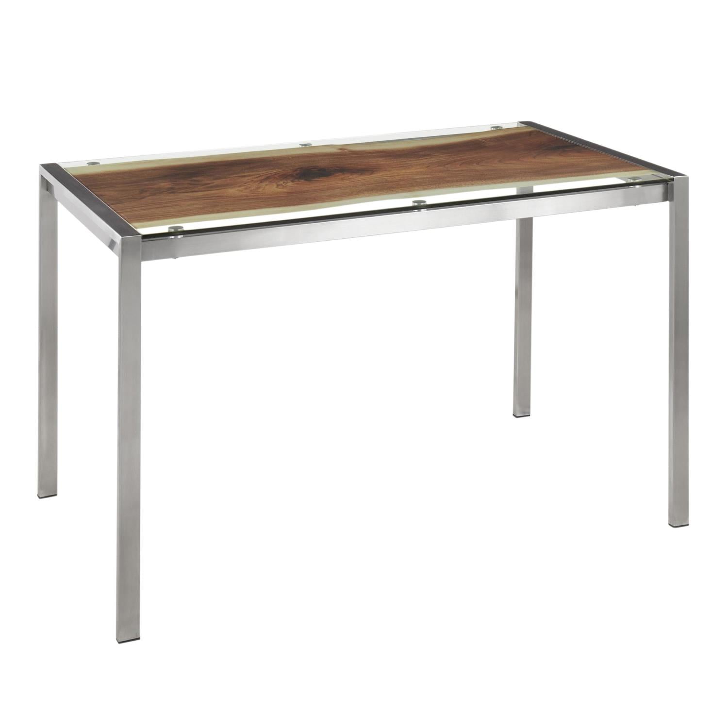 Lumisource Live Edge Stainless Steel And Printed Glass Table TB-LIVE ...