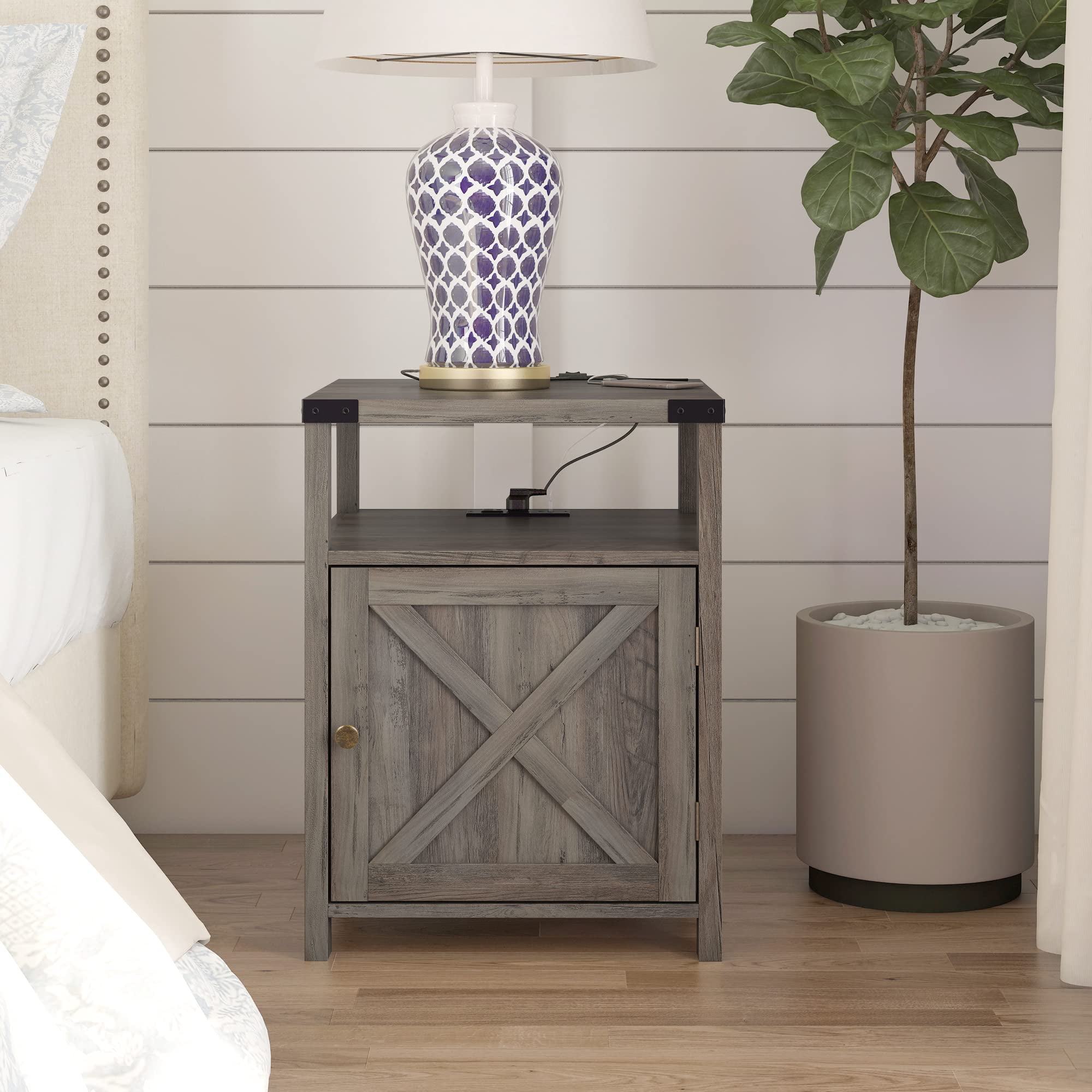 Click here for Veanerwood Farmhouse Nightstand With Charging Stat... prices
