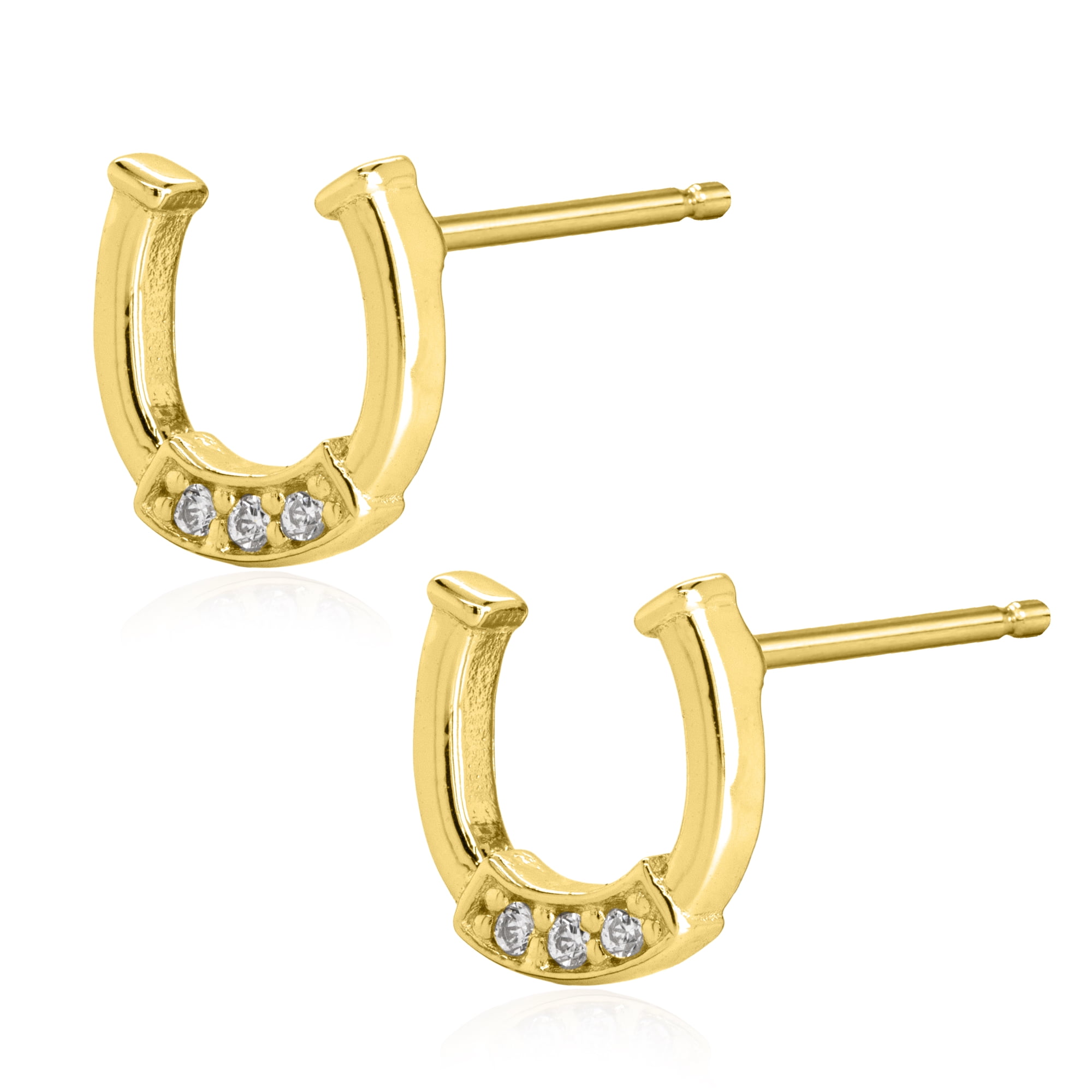 Click here for Mercie Sterling Silver Gold Vermeil Horseshoe Stud... prices