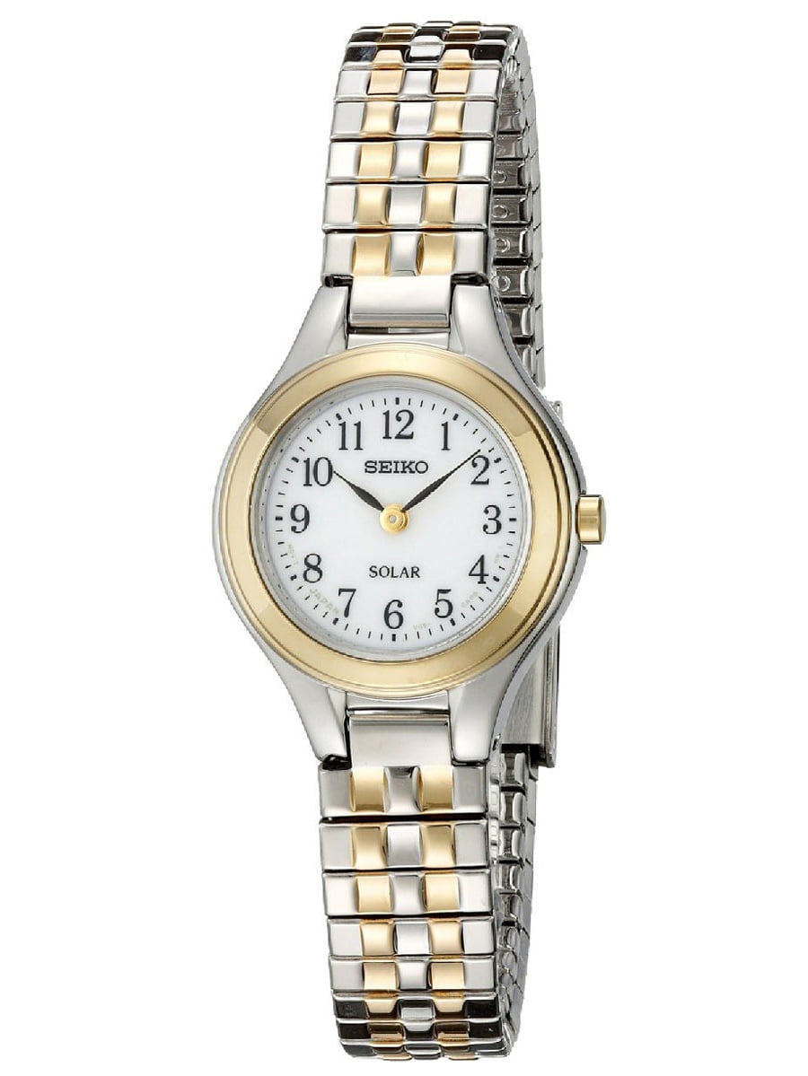 Seiko - Seiko Women's SUP100 Core Solar White Dial Two Tone Steel Power ...