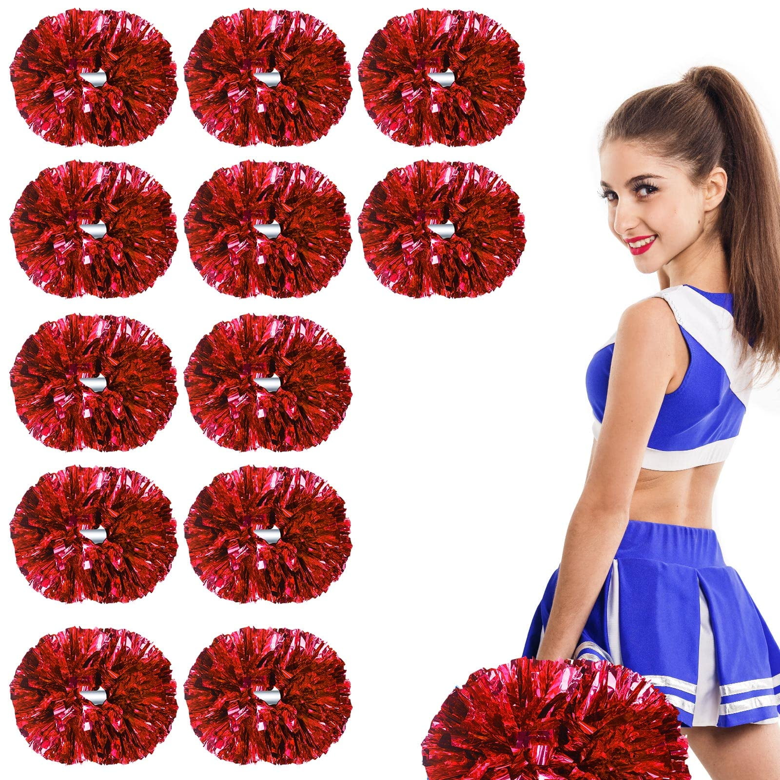 LINLIN 4 Pack Cheerleading Pom Poms with Plastic Handle ,Metallic ...