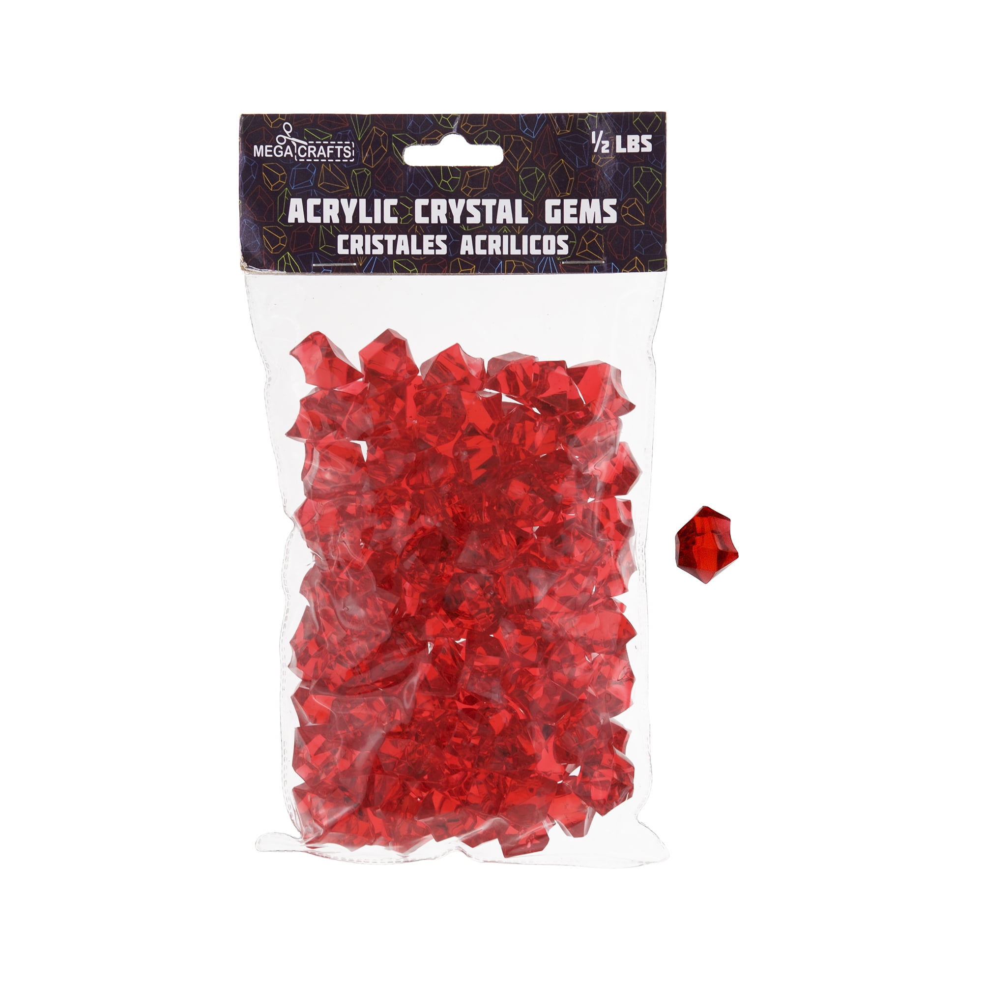 Mega Crafts - 1/2 lb Acrylic Ice Rock Cubes Red | Plastic Glass Gems ...