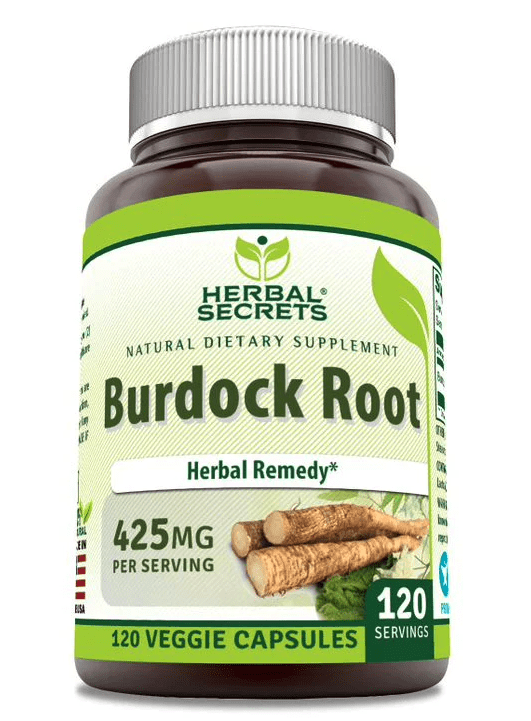 Herbal Secrets Burdock Root Raíz De Bardana 425mg 120 Cáps Sabor Sin ...