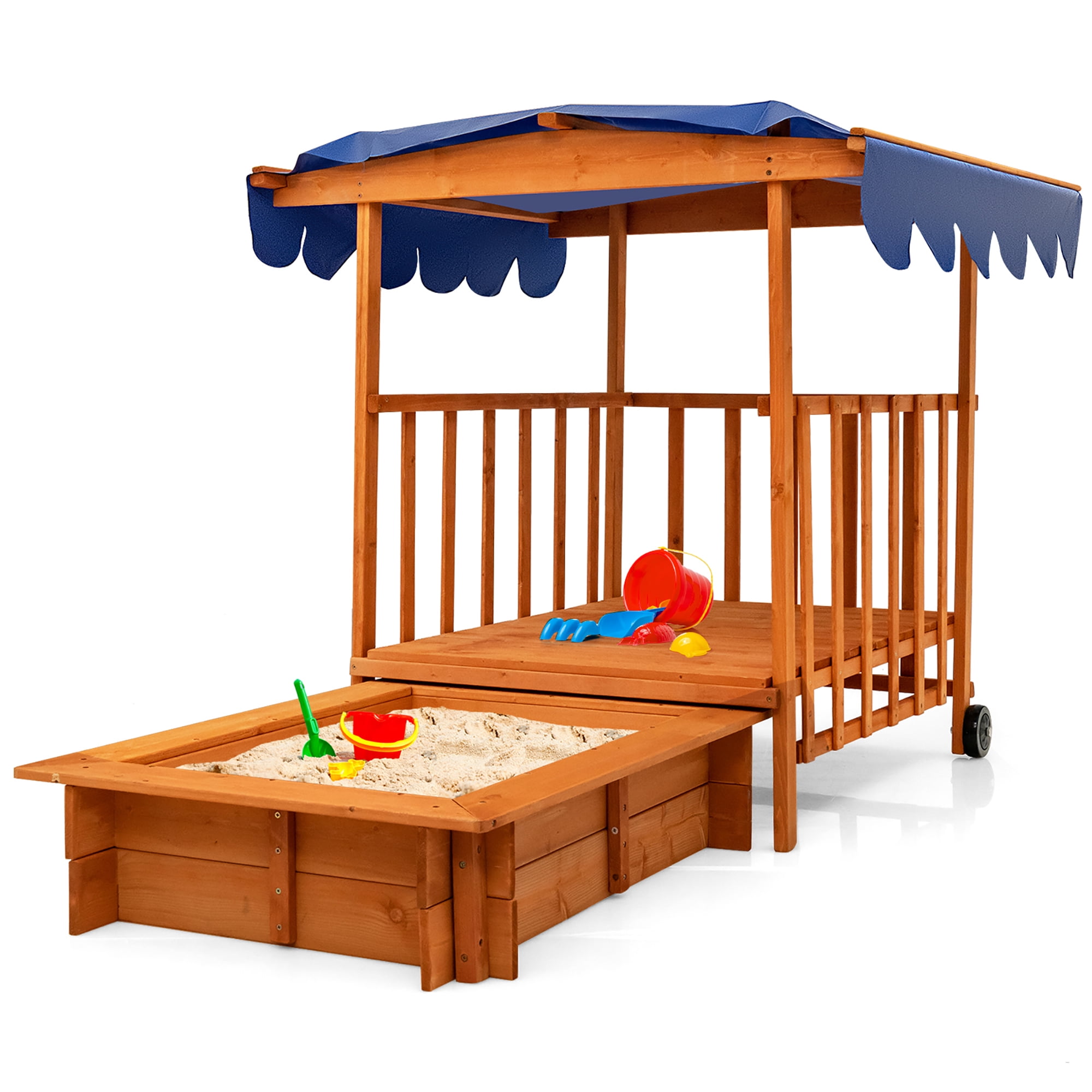 Click here for Costway Wooden Retractable Sandbox With Cover & Bu... prices