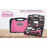 Apollo Tools 135-Piece Home Repair Kit, Pink, Includes 3.6v Cordless ...