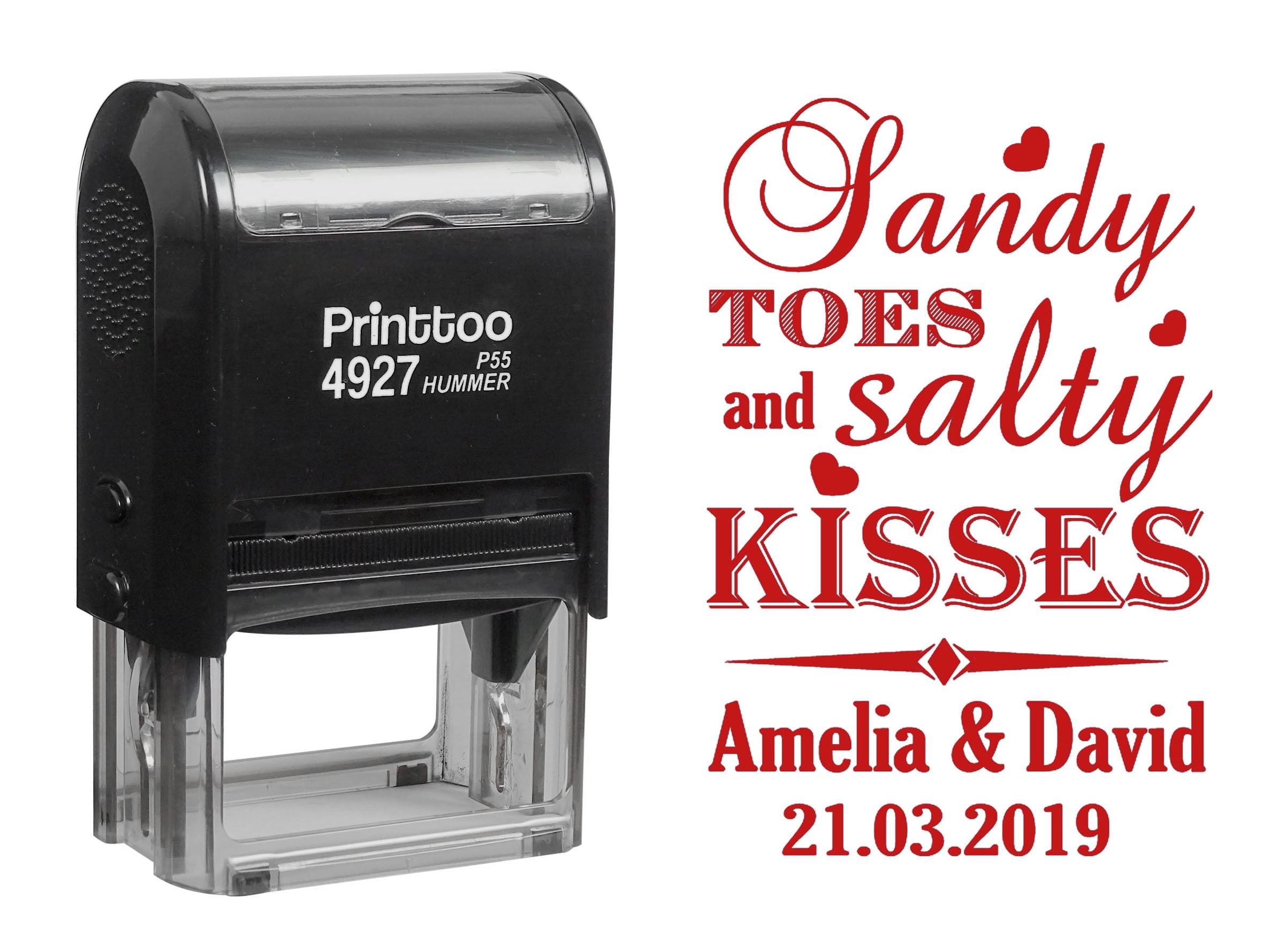 Printtoo Personalized Red Self Inking Sandy Toes And Salty Kisses Stamp ...