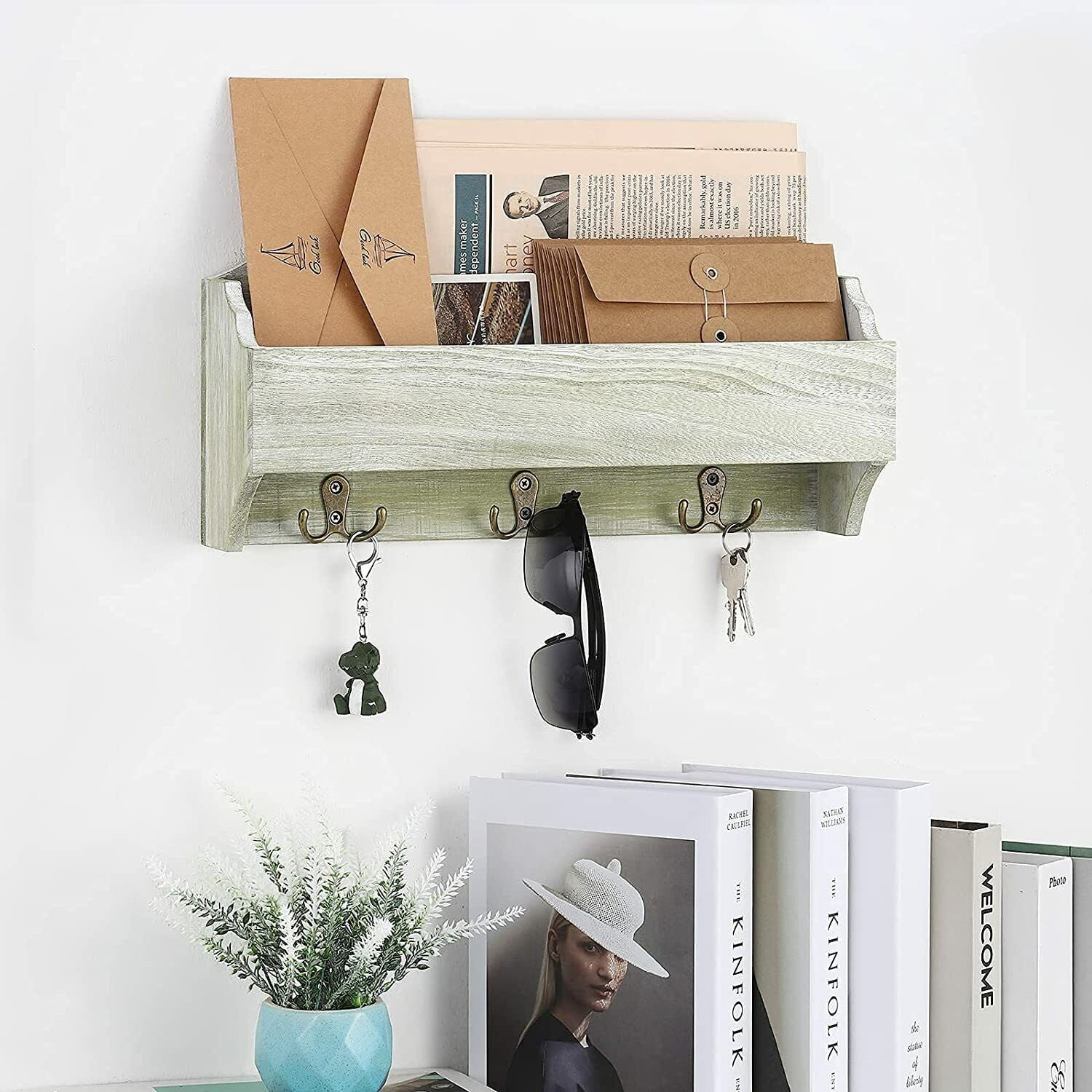 Key and Mail Holder for Wall Decorative Wooden Hanging Letter Holder ...