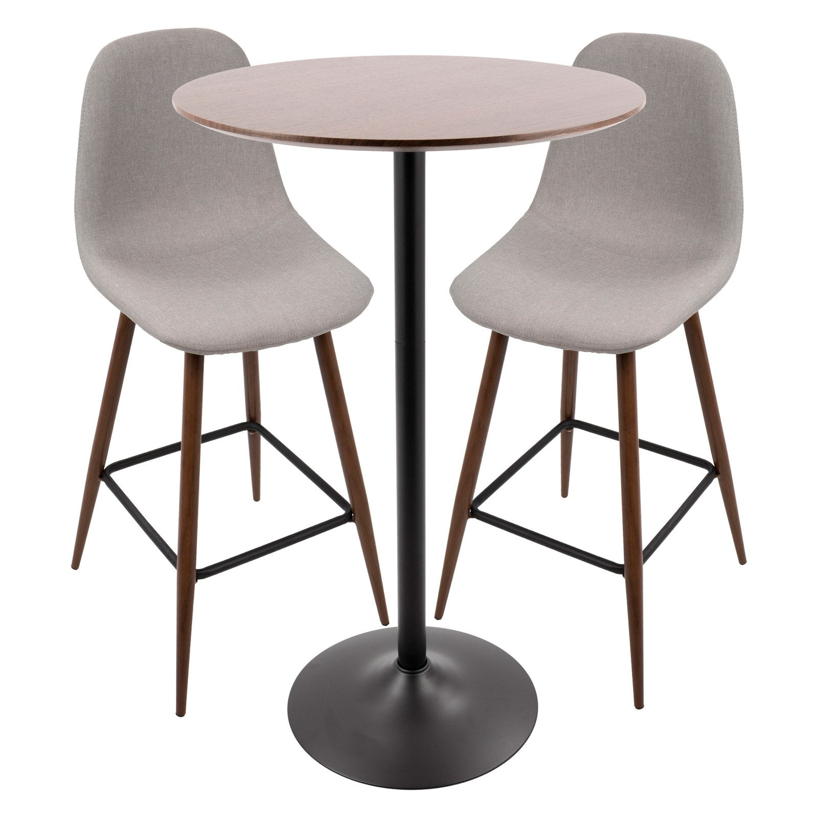 Pebble 3-Piece Mid-Century Modern Pub Set in Light Grey by LumiSource ...