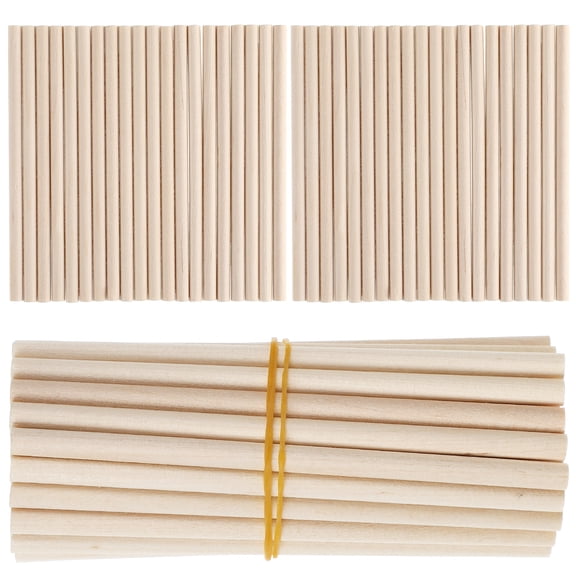 NOGIS 100 Pieces Wood Sticks Wooden Dowel Rods Square Hardwood ...