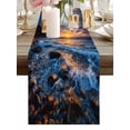 Beach Reef Table Runner, Country Sunset Ocean Waves Reef Beach Washable ...