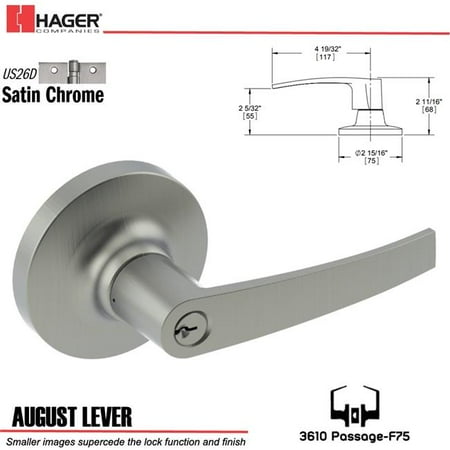 Hager Hinge 3610AUG26D August Lever Passage Tubular Lock - No.027294 ...