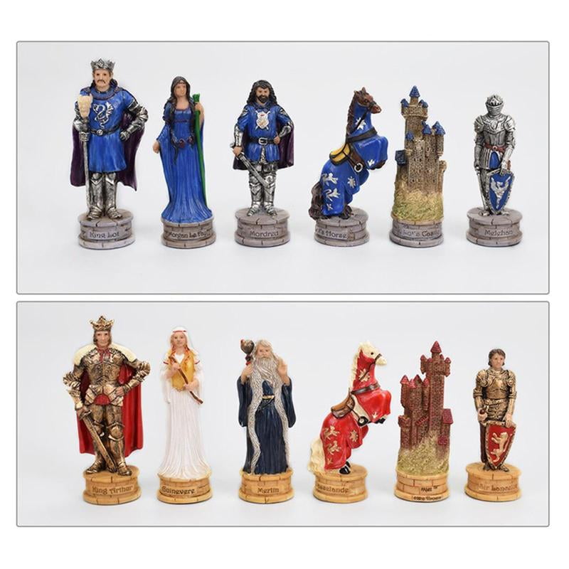 Buy King Arthur Chess Set with Wooden Board New 44x44cm 32 Resin Chess ...