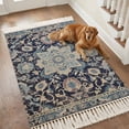 Bedroom Rug Carpet 3'x 5', Blue Boho Washable Floor Carpet with Tassels ...
