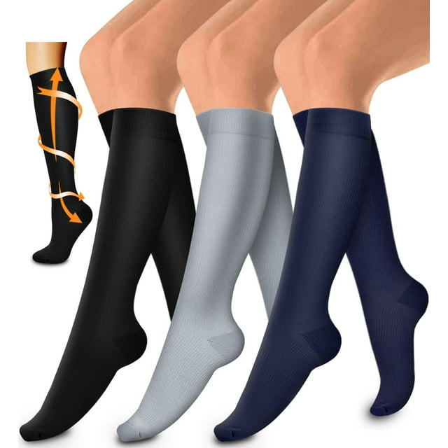 3 Pairs Compression Socks for Women & Men Circulation 15-20 mmHg is ...