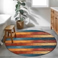Farmhouse Orange Blue Yellow Round Area Rug 3 FT, Small Kitchen ...