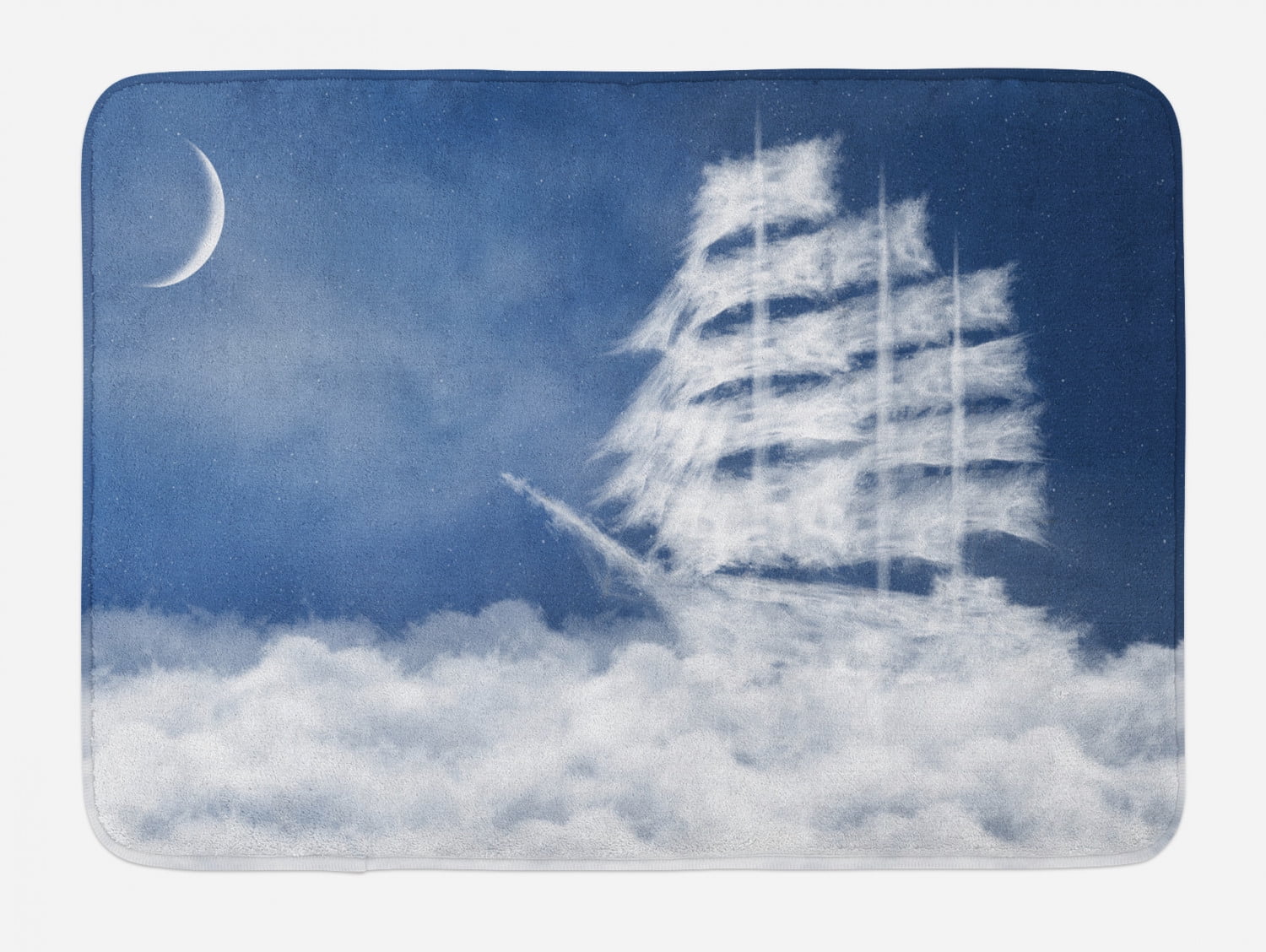 Nautical Bath Mat, A Yacht in the Ocean Made and Shaped with Fluffy ...