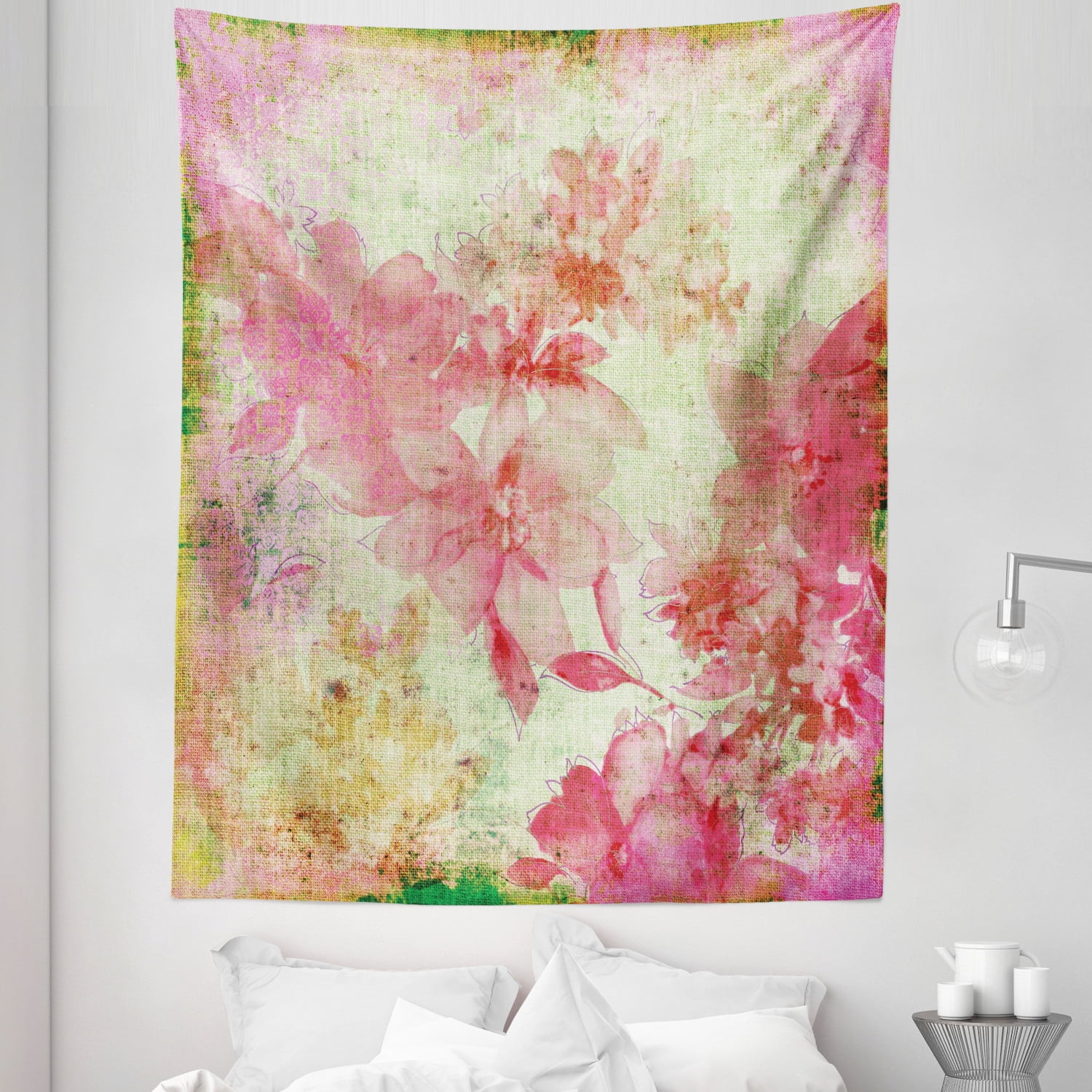 Floral Tapestry, Floral Design with a Grunge Style Dated Background ...