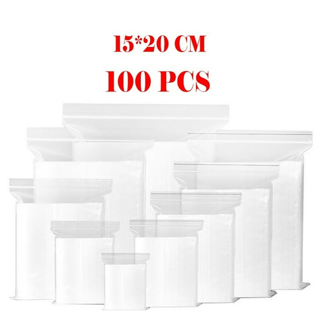 100 Clear Big Plastic Bags Baggies Grip Self Seal Resealable Lock ...